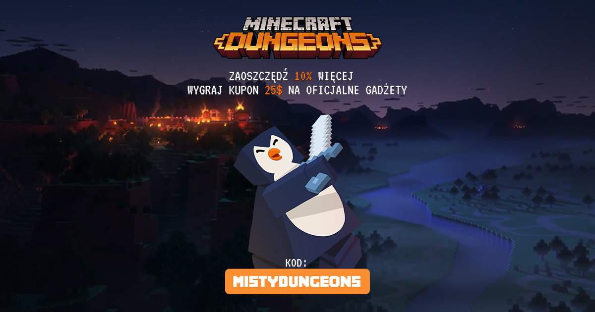 Kup taniej Minecraft Dungeons i serię Minecraft | WYGRAJ kupon na gadżety